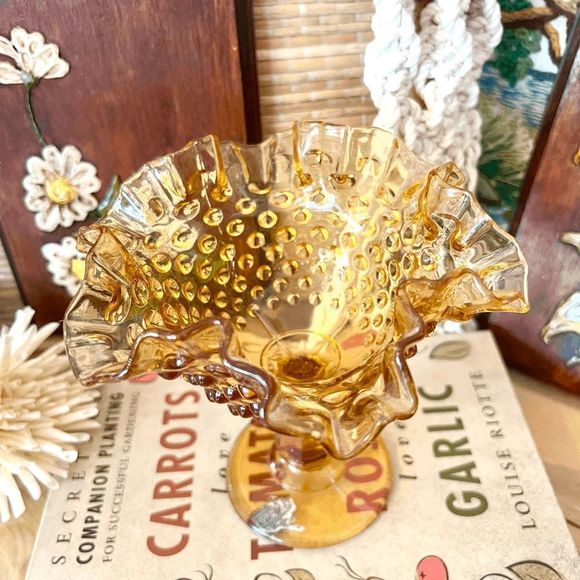 Fenton | Accents | Fenton Amber Hobnail Glass Compote With Pedestal And ...